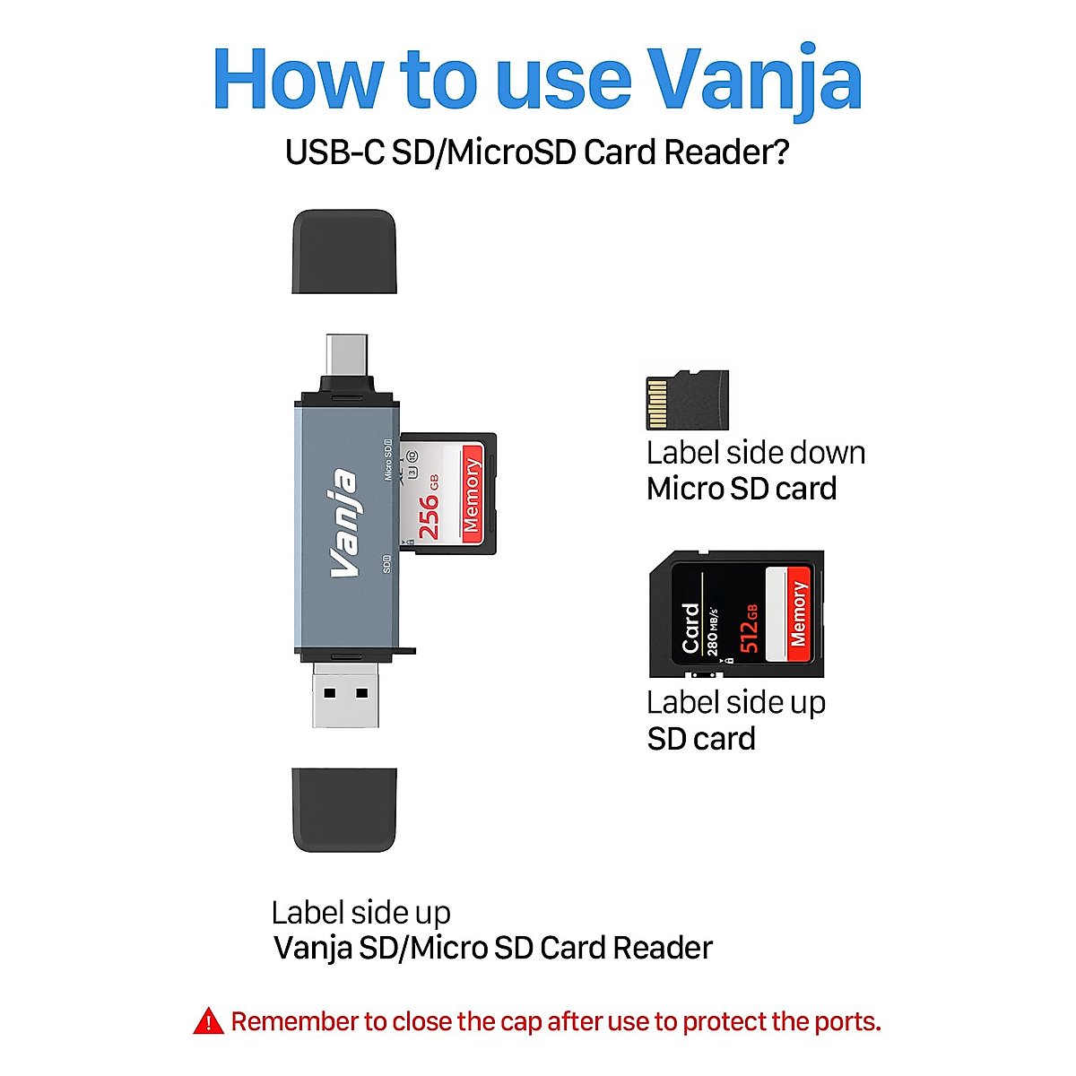 Vanja SD Card Reader, 3 in 1 USB/USB C/Micro USB Micro SD Card Reader Adapter for Mac, MacBook, iPhone 15, Camera, Android Phone, PC, Laptop, Supports Memory Card SD/Micro SD/TF/SDHC/SDXC/MMC