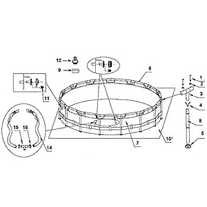 Intex 25092RP 13-16 Foot Metal Frame Pool Replacement 4 Piece Leg Cap Package
