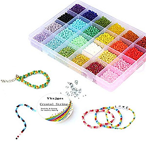 Ybxjges 12000Pcs 3mm Glass Seed Beads 8/0 Small Beads Bracelet Making Kit, Tiny Waist Beads Kit with Jewelry Making Supplies Elastic String for DIY Art Craft Girls Gifts