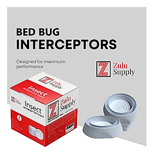 Zulu Supply Bed Bug Interceptors, Traps, 8 Pack, Bedbug Monitor, Insect Detector for Bed Legs or Furniture (White 8-Pack)