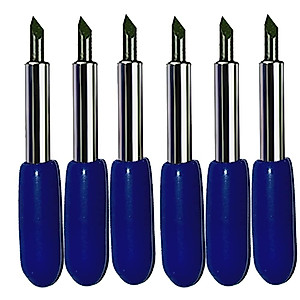 6-Pack 60 Degree Roland Type Deep Cut Replacement Blades Vinyl Sign Making Plotter Cutter Cemented Carbide Blade Set Compatible with Roland Bridge Refine P-Cut US Cutters