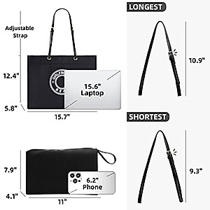 Whale Power Canvas Tote Bag with Zipper Pocket and Purse Large Capacity Shoulder Handbags for Women 2pcs Sets