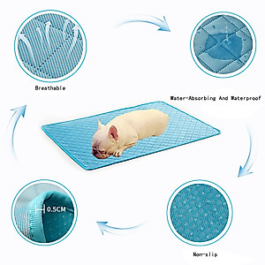 TGone Dog Cooling Mat Ice Silk Summer Pet Self Cooling Mats Washable Portable Keep Cool Pad for Dogs Cats Pets Cooling Gel Mat for Dogs (Blue, L)
