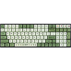 BOYI TK96 RGB Hot Swappable Wireless Matcha Keyboard,2.4Ghz/Bluetooth 5.0/Wired Keyboard N-Key Rollover Custom Gateron Yellow Switch Ergonomic Full Size Keyboard Green Gaming Keyboard
