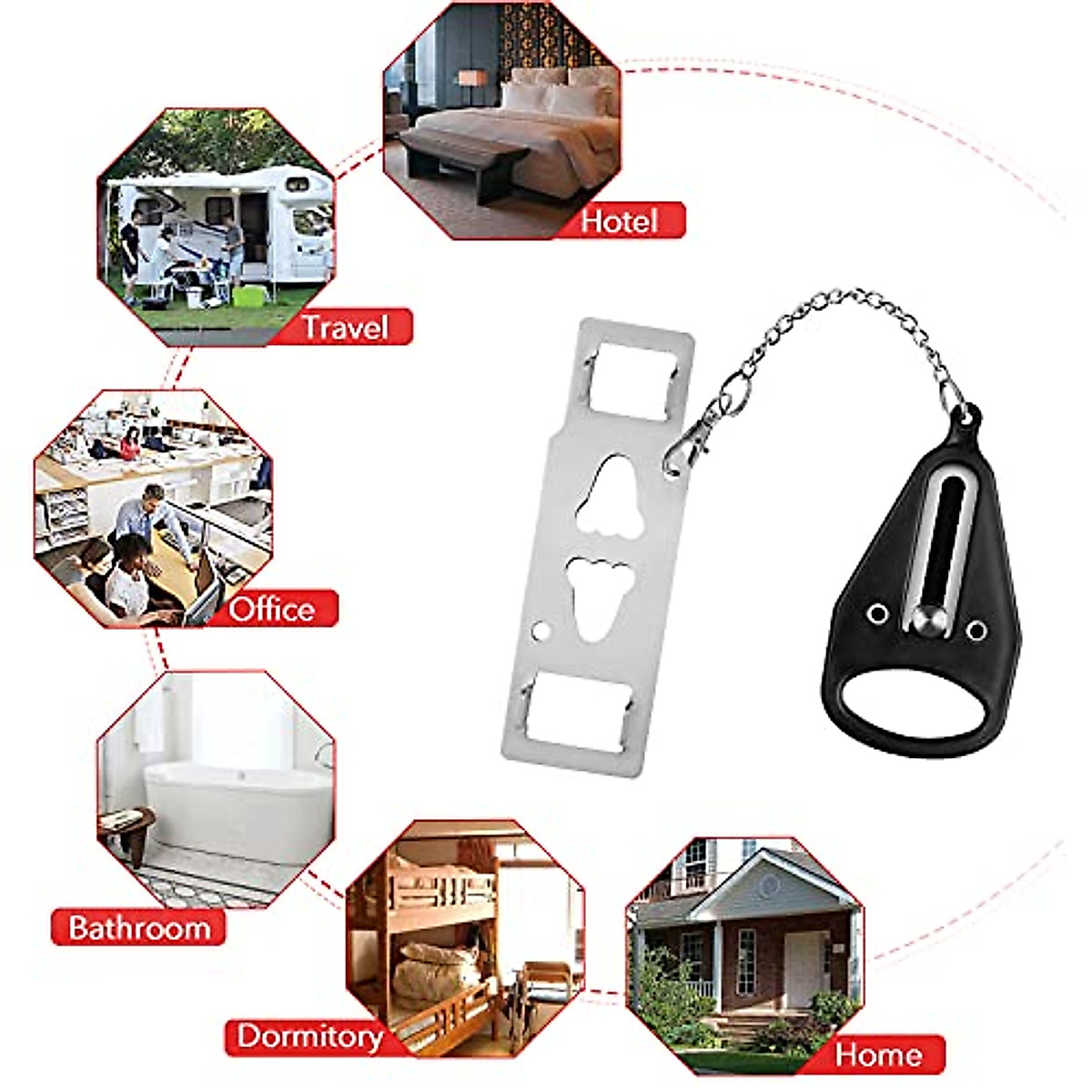 Portable Door Lock Home Security,2 Pack Security Door Lock for Travel, Safety and Privacy Protection, Practical Suitable for Hotel Room Airbnb and Apartment Doors, College Room Black