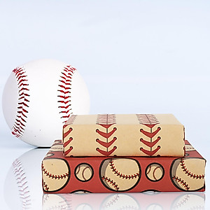 Generic AnyDesign 12 Sheets Baseball Wrapping Paper -Not Roll- Red Blue Gift Wrap Paper Vintage Art Kraft Paper Folded Flat for DIY Crafts Birthday Baby Shower Party Favors Supplies, 19.7 x 27.6 Inch