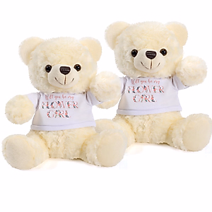 Jexine 2 Pieces Flower Girl Gifts Wedding 10 Inch Flower Girl Bear Stuffed Animal Will You Be My Flower Girl Proposal Gifts from Bride Groom with Clothing for Wedding Proposal Anniversary Party