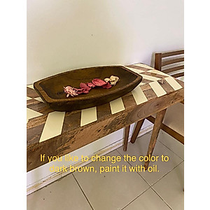 Wood Dough Bowl 17.75", Long Decorative Bowl, Wooden Fruit bowls, Wood Bread Bowl, Wood Bowls for decor, Living Room Accessories, Table Centerpieces For Dining room, Hand Carved Wooden Bowl