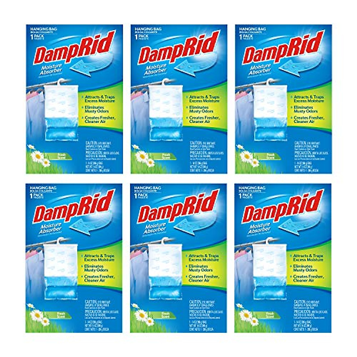 DampRid FG80 Hanging Moisture Absorber Fresh Scent, 6 Count