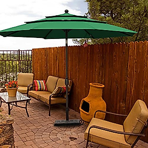 Aoodor Patio Umbrella 10 ft Dining Table Outdoor Market Umbrella 3 Tier - Green