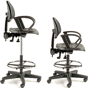 GLOBAL INDUSTRIAL 5-Way Adjustable Ergonomic Stool with Loop Armrests Black