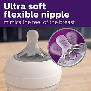 Philips AVENT Natural Glass Baby Bottle, Clear, 4oz, 4pk, SCF701/47