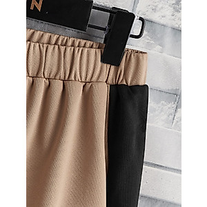 SOLY HUX Boy's 2 Piece Outfit Drop Shoulder Pullover Sweatshirt and Jogger Sweatpants Hoodie & Pants Set Black and Brown 11-12Y