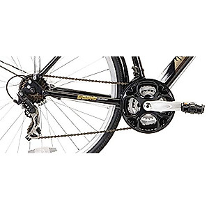 Kent International Springdale Hybrid Bicycle, Black | 700c ‎Hybrid Bike with 21-Speed Rear Shimano Derailleur Drivetrain | Lightweight Mountain Bike with Aluminum Frame for Premium Cycling | Men