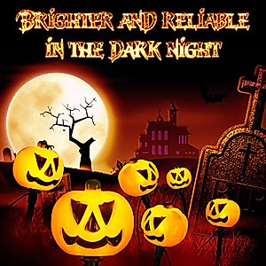8 Pack Halloween Pumpkin Stake Lights 15.6 ft Halloween Decorations Pumpkin Stake Lantern 3D Lighted Pumpkin String with 8 LED Waterproof Battery for Garden Lawn Yard Tree Outdoor Halloween Decor