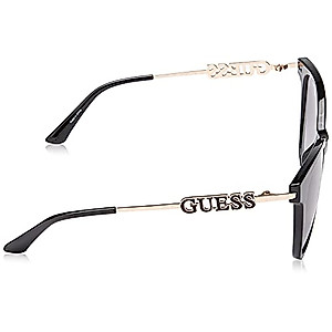 GUESS Women's Metal Logo Square Sunglasses, Shiny Black, 56mm