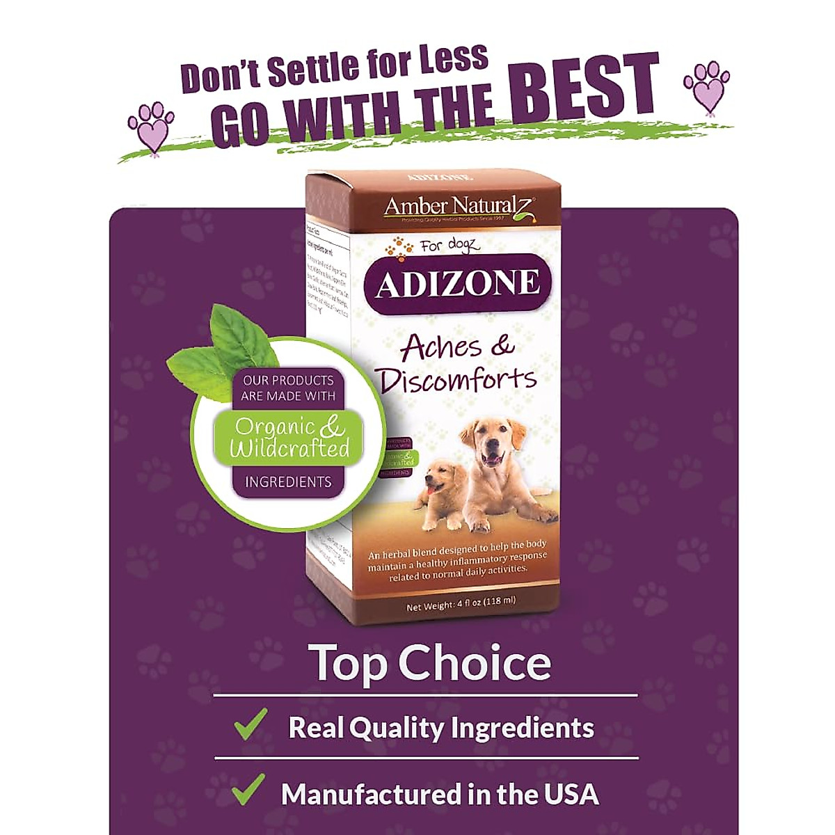 Amber NaturalZ - ADIZONE - Aches & Discomforts - for Dogz - 4 Ounce