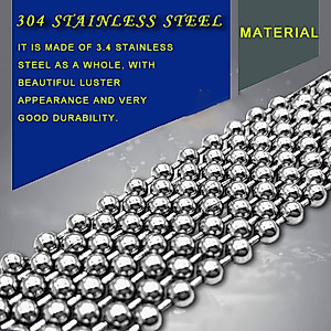 Stainless Steel Ball Chain, Necklace Chain Ball Bead, 55ft Bead Chain Ball Chain Bulk Bead Chain with 100 Pcs Matching Connectors Clasps for Necklace Hanging, Dog Tag, DIY Crafts, 2.0mm Diameter