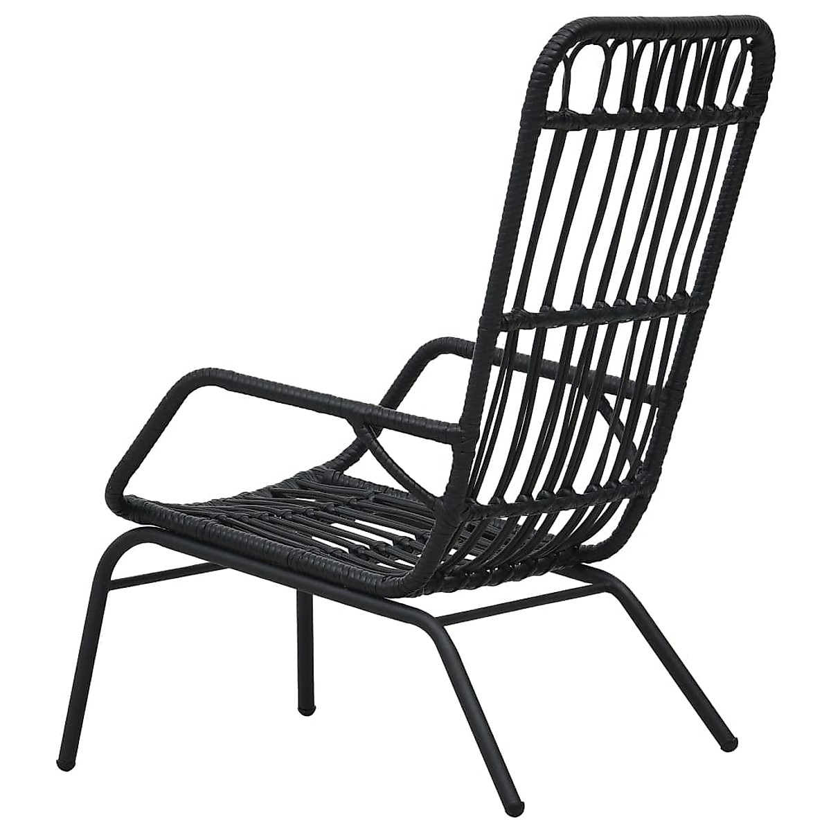 vidaXL Poly Rattan Black Patio Chair - Weather-Resistant Outdoor Seating Furniture with Powder-Coated Steel Frame - Easy to Assemble