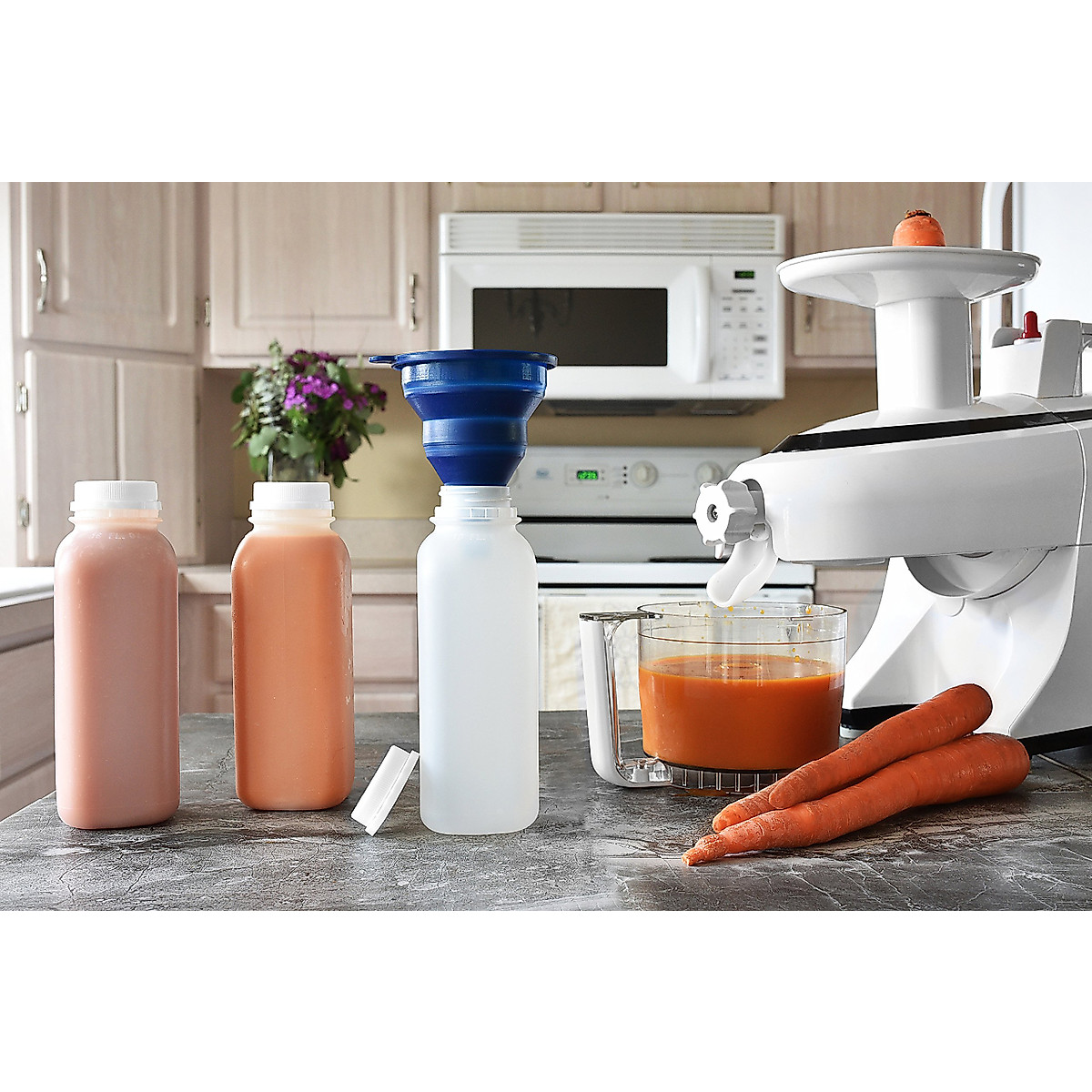 Pinnacle Mercantile Empty Plastic Smoothie Juice Bottles 16 ounce Set 6 Tamper Evident Caps