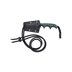 CRKT Minimalist Bowie Neck Knife: Compact Fixed Blade Knife, Folts Utility Knife with Bead Blast Blade, Resin Infused Fiber Handle, and Sheath 2387