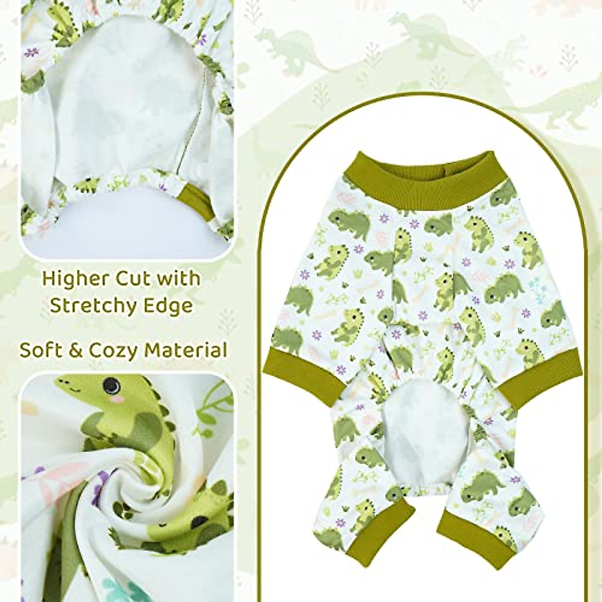 IDOMIK Dog Pajamas Clothes Breathable 4 Legged Pet Jumpsuits, Soft Cotton Onesies Pet Clothes for Small Medium Dog, Puppy Cat Cute Print Outfit Apparel Pjs Hair Cover Bodysuits Jammies for All Season