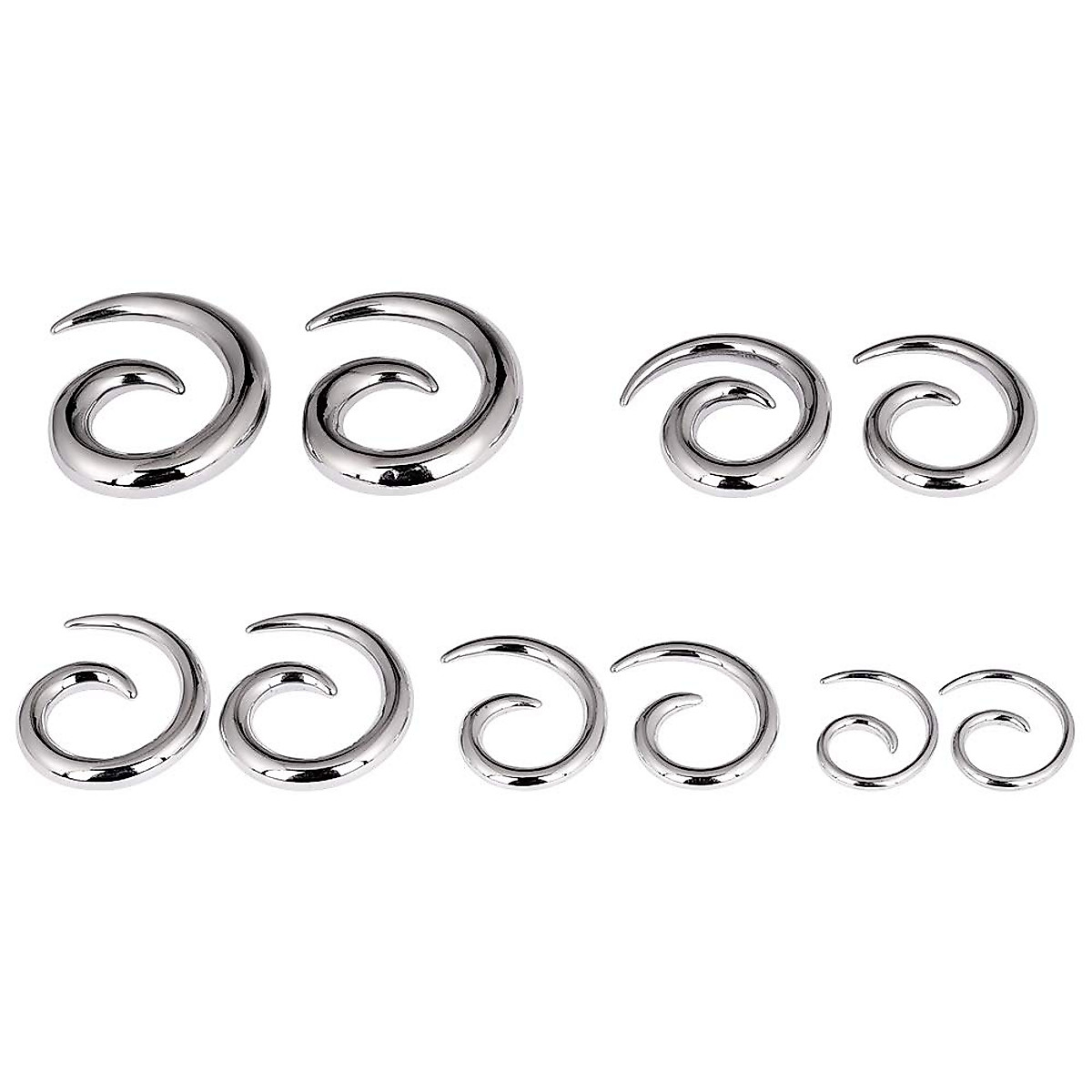 YOFANST Stainless Steel Silver Spiral Taper Expander Piercing Jewelry Ear Stretching Tapers Earring Gauge 8G