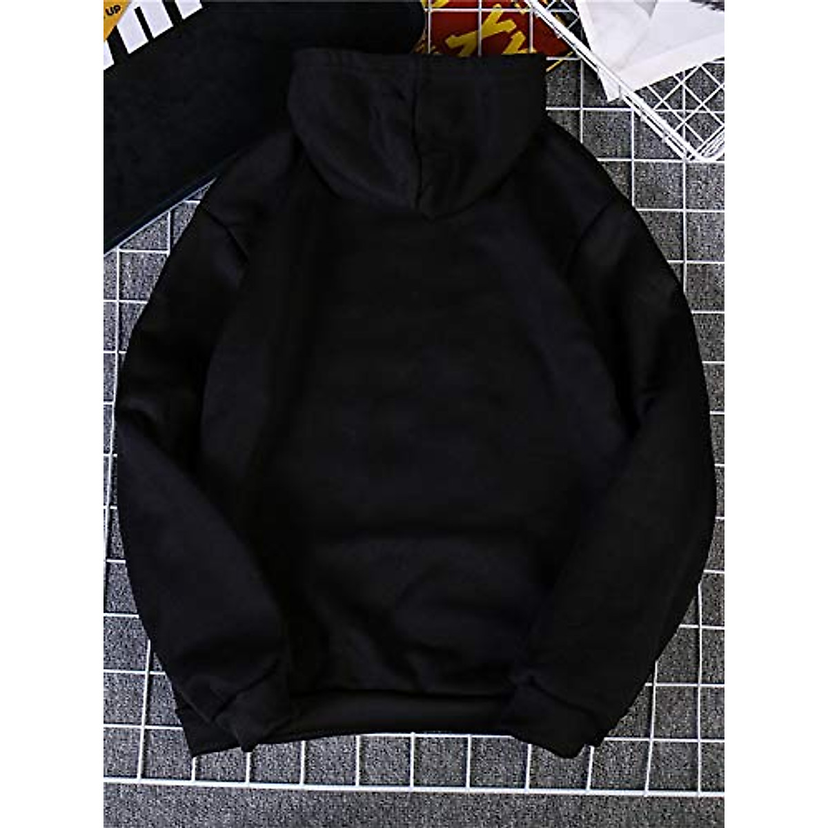 Floerns Women's Drawstring Hoodie Long Sleeve Heart Print Pullovers Sweatshirt Black S