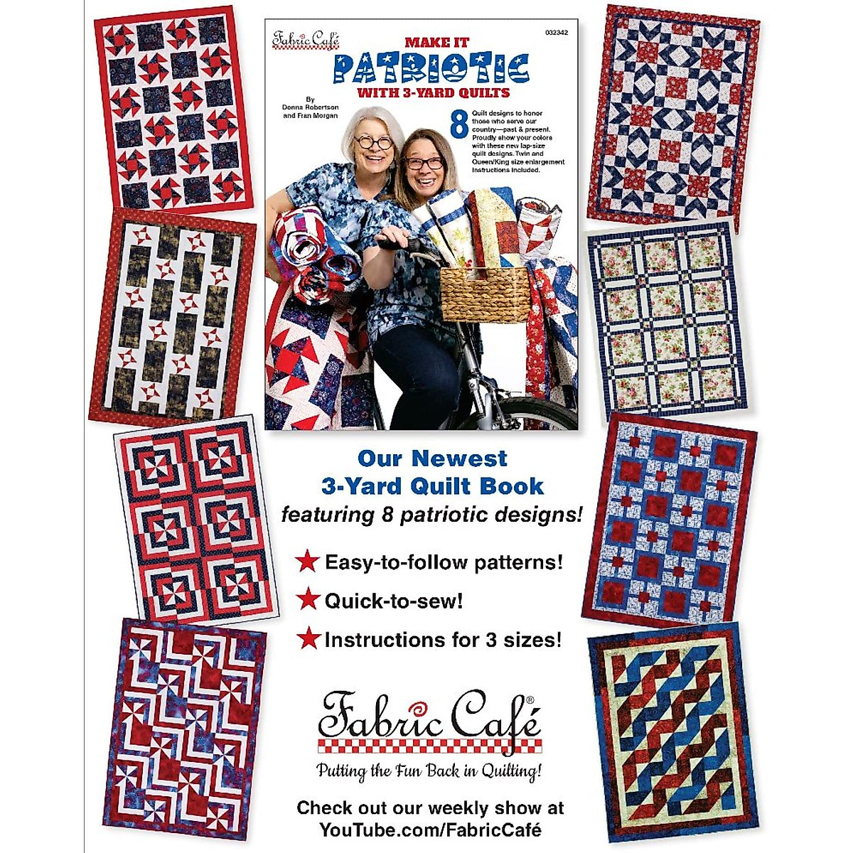 Make it Patriotic with 3 Yard Quilts Book by Donna and Fran for Fabric Cafe