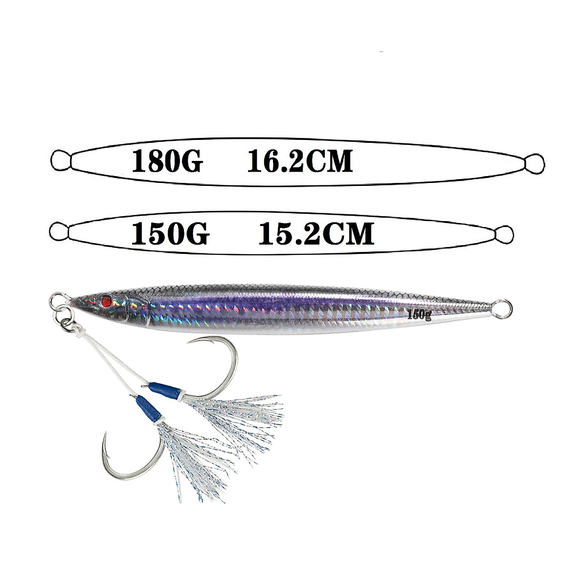 OCEAN CAT Slow Pitch Jig Flat Fall Saltwater Fishing Lures Sinking Lead Metal Flat Jigging Baits (Purple&Silver, 180g)