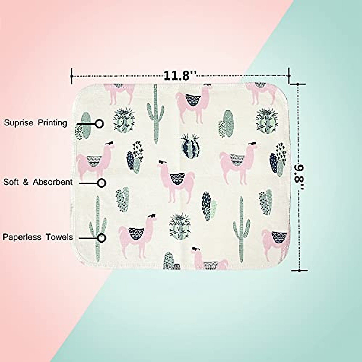 Gecocious Paper Towels Reusable Cotton Cloths-12 PACK Surprise Prints Absorbent Kitchen Cloth Paper Towels Washable Roll-Zero Waste Alternative Napkins 10x12 Inches (Only Towels)