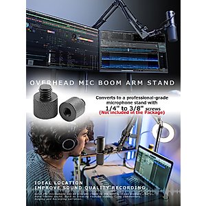 CACENCAN Overhead Camera Mount, 5lb Horizontal Load-Bearing, 360° Adjustable Camera Stand for Desk, Flexible Camera Arm Desk Mount, with Phone Clamp, Tabletop Mount for DSLR Camera/Webcam/Microphone