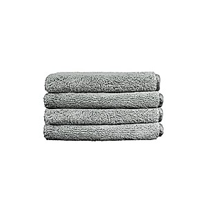 Eurow Absorbent and Fast Drying Microfiber Washcloths, 13 by 13 Inches, Gray, 4 Pack