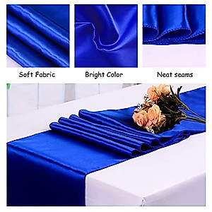 LGHome Pack of 10 Wedding 12 x 108 inch Satin Table Runner for Wedding Banquet Decoration- Royal Blue