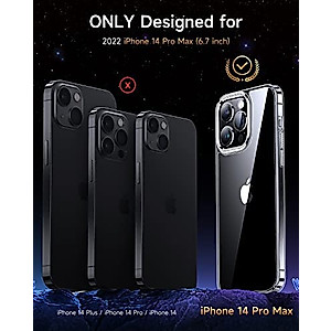 Humixx Crystal Clear Designed for iPhone 14 Pro Max Case, with 2X Screen Protector + 2X Lens Protector [Not-Yellowing][Full Body Protection] Shockproof Protective iPhone 14 Pro Max Phone Case 6.7 Inch