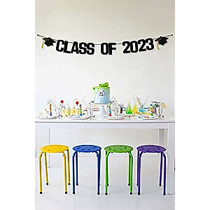 Class of 2023 Banner Black & Gold Glitter, Graduation Baner, Congrats Grad 2023 Banner, Congratulations Graduate 2023 Banner, Graduation Cap Decorations, 2023 Graduation Party Decorations