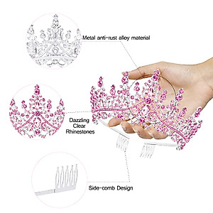 TIHEBAX Birthday Tiara and Sash for Women Girls Birthday Queen Series Graceful Birthday Crown and Sash for Party Gift Halloween Cosplay Premium Rhinestone Headbands for Princess Dress Up (pink)