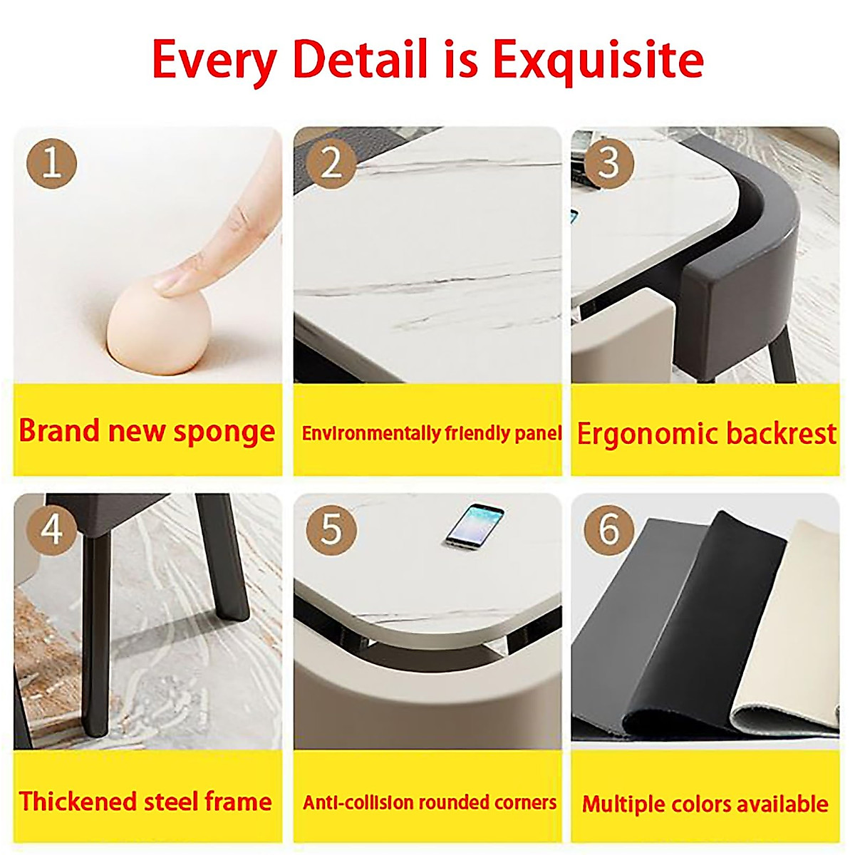 Dining Table Set Table Imitation Marble Top Dining Room Table Set for Small Spaces, Kitchen Table and Chairs for 4, Dining Set w/ 4 Chairs, Padded Seats & Backrests, Wooden Frame ( Color : Gray round