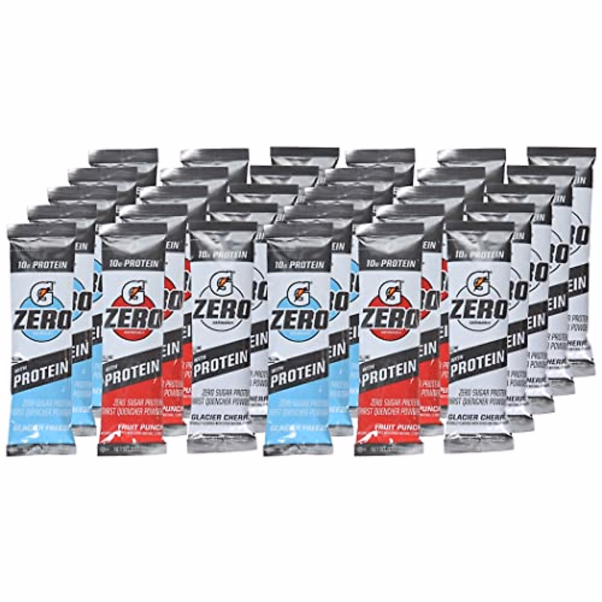 Gatorade Zero with Protein Powder Packets, 10g Whey Protein Isolate, Zero Sugar, Electrolytes, 3 Flavor Variety Pack, 0.52oz (Pack of 30)