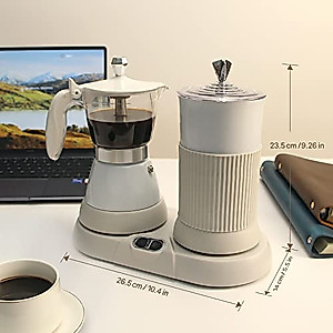 Hackvia Espresso Machine,Portable Espresso Coffee Maker and Cappuccino Latte Machine with Milk Frother,Espresso Maker with Steamer,2 in 1 Moka Pot for Home,Office and Travel,2-3 Cups,Aluminum
