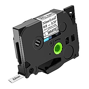 NineLeaf 1 Roll Black on White Heat Shrink Tubes Label Tape Compatible for Brother HSe-221 HSe221 HS221 HS-221 for P-Touch PT1120 PTD200 PT1160 Label Maker - 8.8mm (0.34inch) x 1.5m (4.92ft)