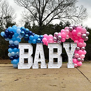 Pink Blue Balloon Arch Garland Kit, 152Pcs 18/10/5 Inch Gender Reveal Balloons, Metallic Blue Pink Mixed Party Balloons Pearl Blue Pink Balloons for Boys Girls Baby Shower Birthday Decoration