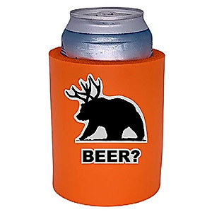 Beer Bear Thick Foam Can Coolie (Orange, 2 Pack)