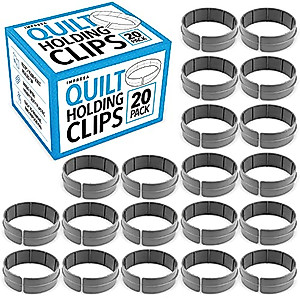 [20 Pack] Quilt Clips for Quilting Creations - Heavy Duty Quilting Clips for Machine Quilting - Versatile Clamps for Quilting Free Motion - 1" Tall Large Clamps for Quilt - 3" Diameter Quilting Rings