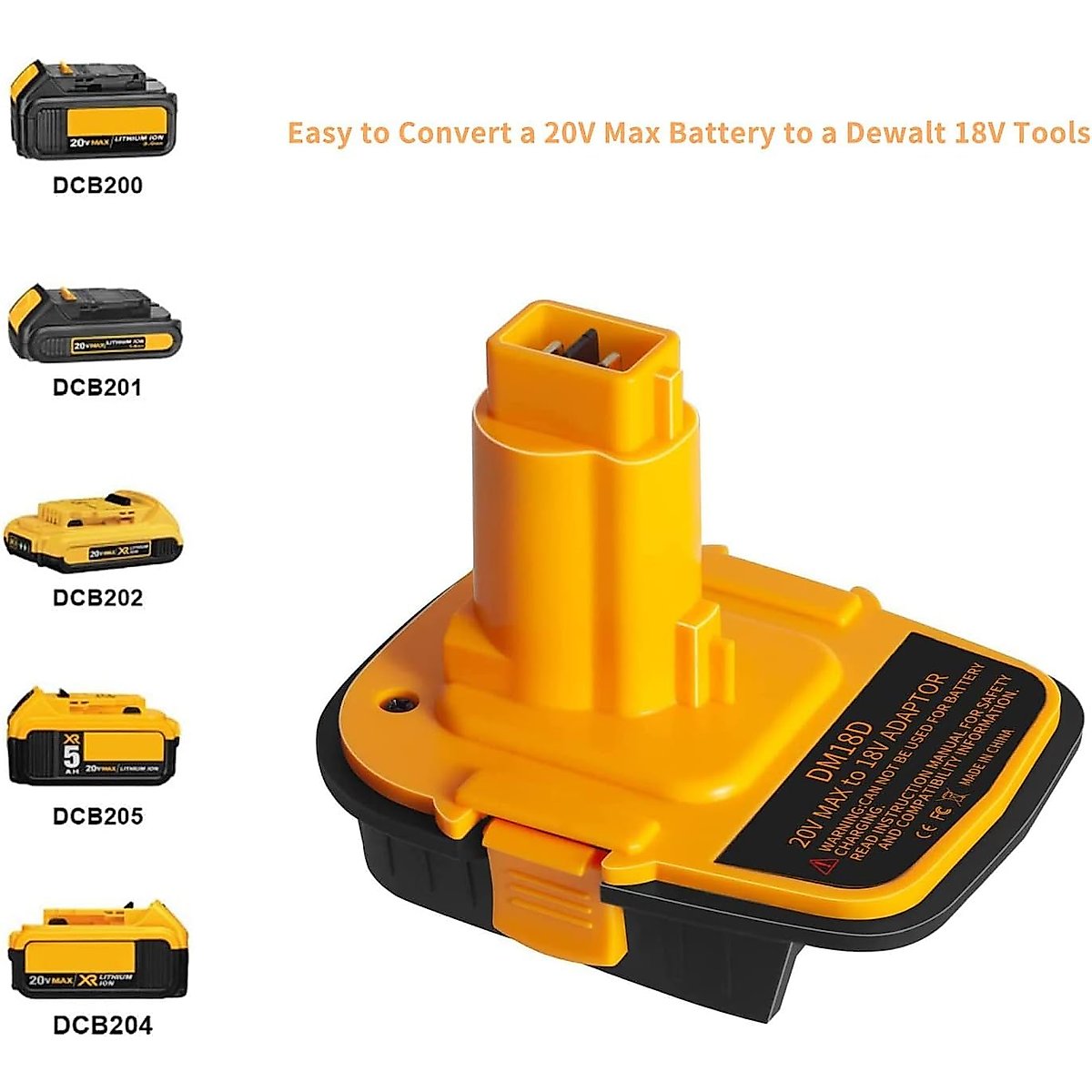 Battery Adapter DM18D with USB,Compatible with Dewalt 18V Tools.Convert for DeWalt 20V & for Milwaukee M18 Lithium Battery to NiCad & NiMh Battery Tools (1 Pack)