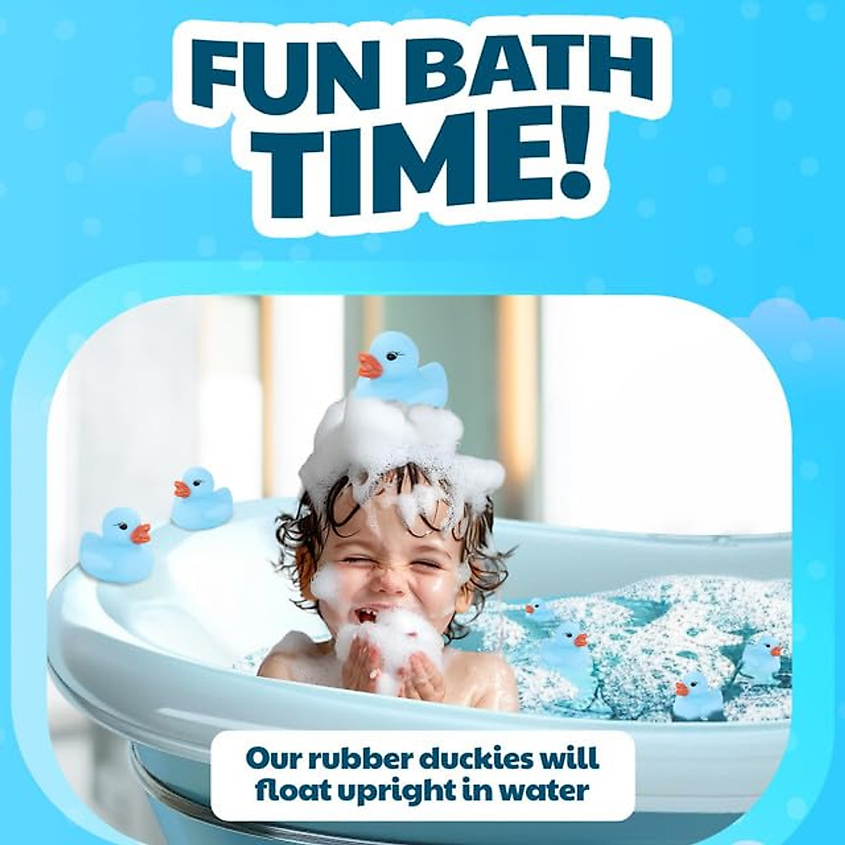 36 Pieces Classic Rubber Duck Bath Toys - No Holes BPA Free Floating Duckies for Boys Baby Shower, Party Favors, Kids Gifts (Blue)