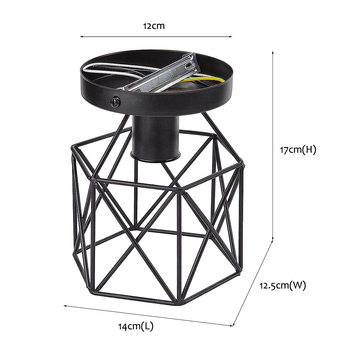 Lysed E26 E27 Retro Black Industrial Light Fixture,Vintage Flush Mount Ceiling Light,Mini Metal Rustic Ceiling Lamp for Porch Hallway,Kitchen,Stairway,Farmhouse Light