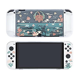 ENFILY Cute Genshin Impact Kaedehara Kazuha Case Compatible with Nintendo Switch OLED, Dockable Case Cover, Ergonomic Soft TPU Grip Case for Joycon, Sparkle Skin Set