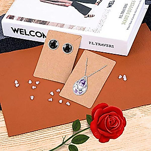 Earring Cards, Anezus 100 Pcs Earring Display Cards Earring Holder Cards with 200 Earring Backs and 100 Self- Sealing Bags for Earrings Necklace Jewelry Display, Kraft Color 3.5x2.4 Inches