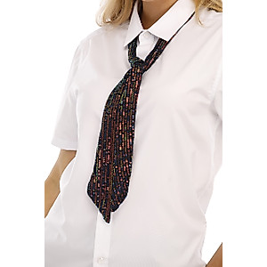 HI-party Small scarf with fashionable sequins for decoration (Black)